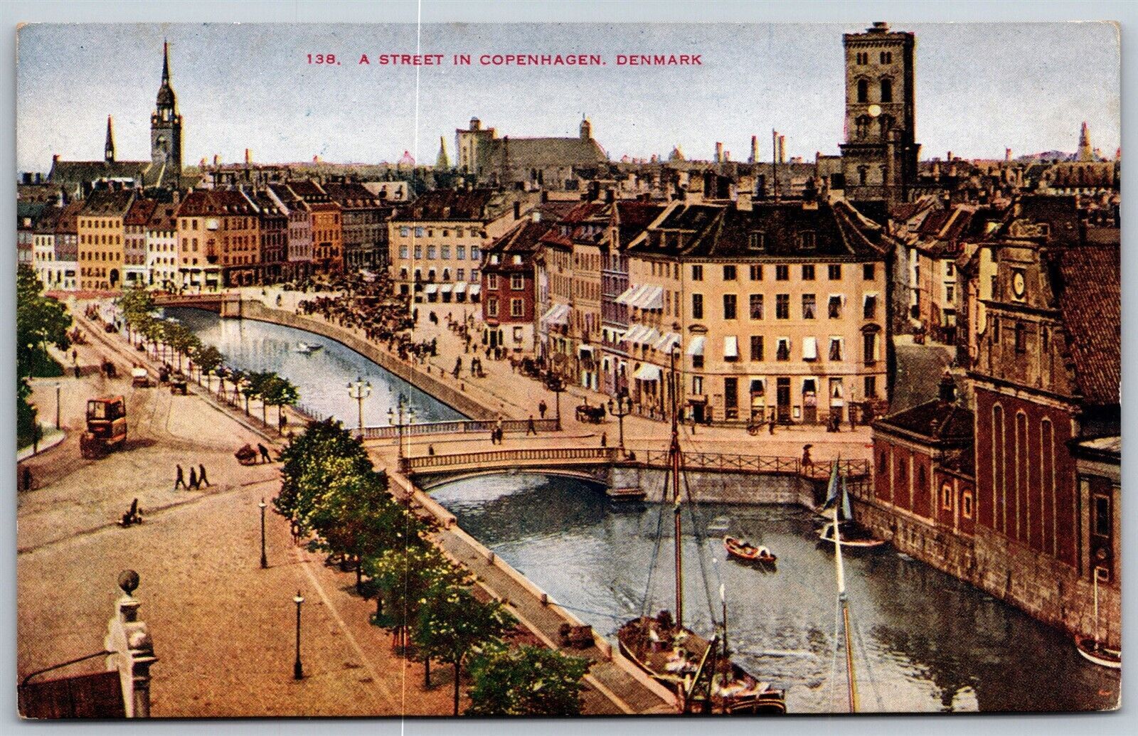 Vtg Street Scene In Copenhagen Denmark City View Canal 1910s Old ...