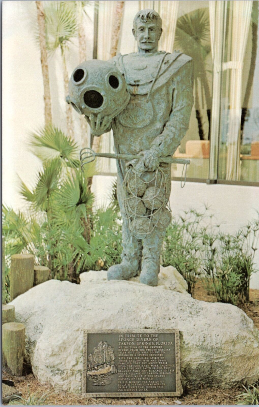 Postcard FL Tarpon Springs Sculpture Greek Sponge Driver Louis Pappas ...