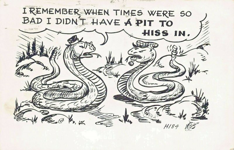 OLD Snakes Talking-Times SO BAD Didn't Have a PIT to Hiss In-1952 Comic Postcard | Topics ...