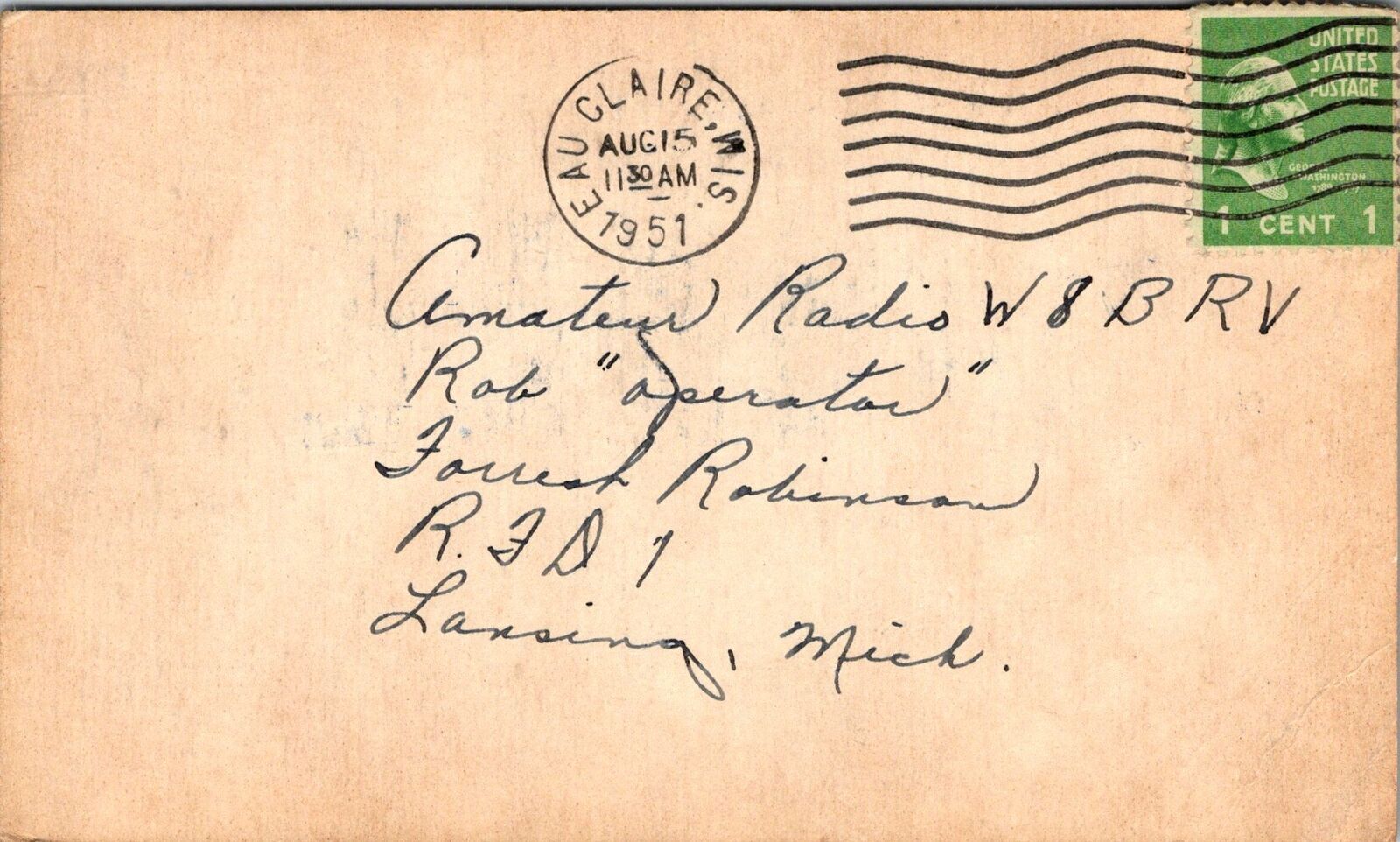 Vintage Postcard Amateur Radio HAM Calling Card W9Nle From EAU Claire ...