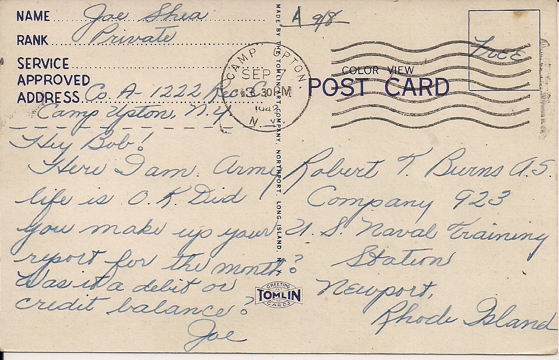 Camp Upton NY Army Base, Cancel, Yaphank, Long Island, WWII 1942 ...