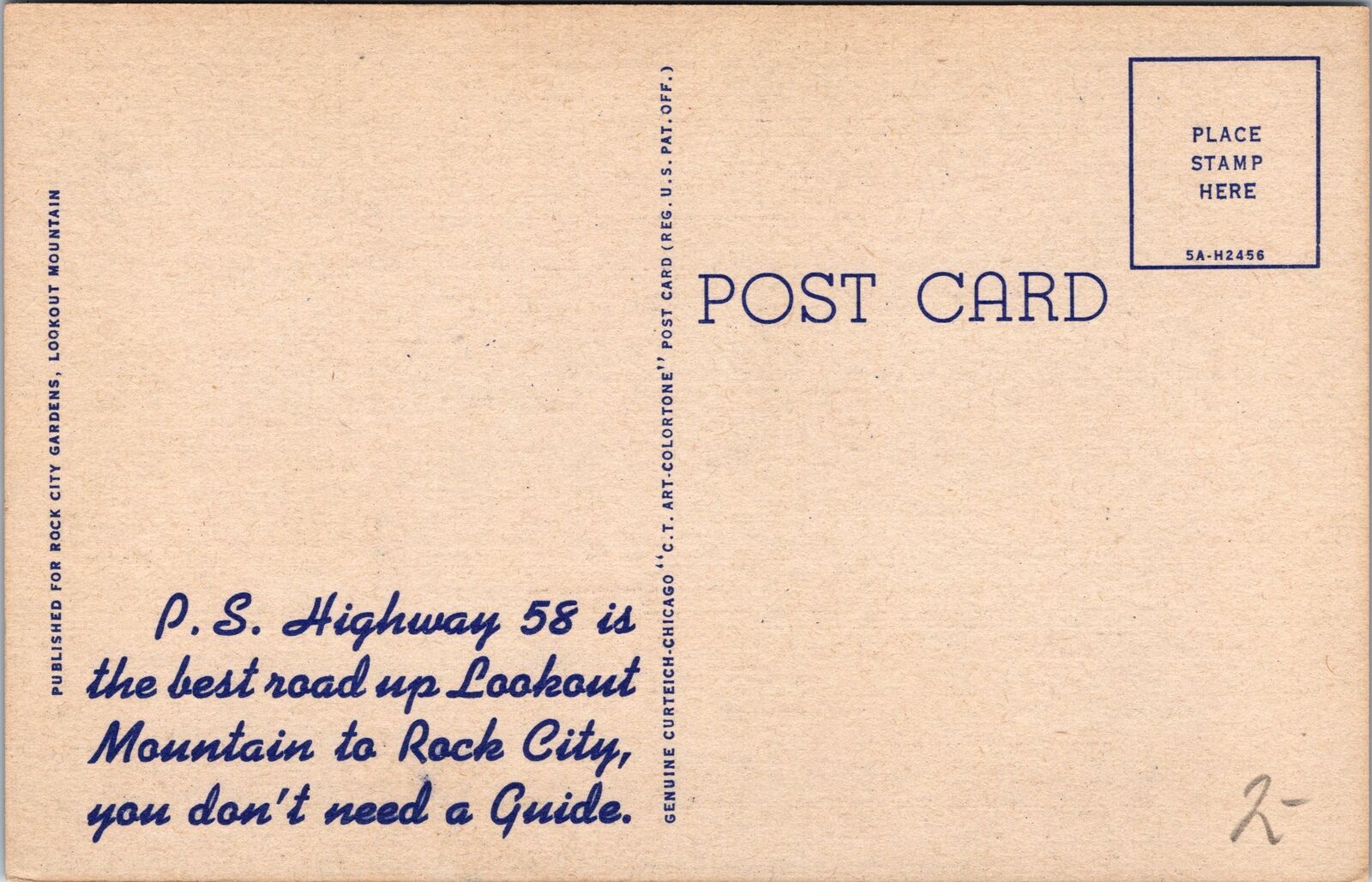 Vintage Postcard Rock Formation in Rock City Gardenslookout Mountain T ...