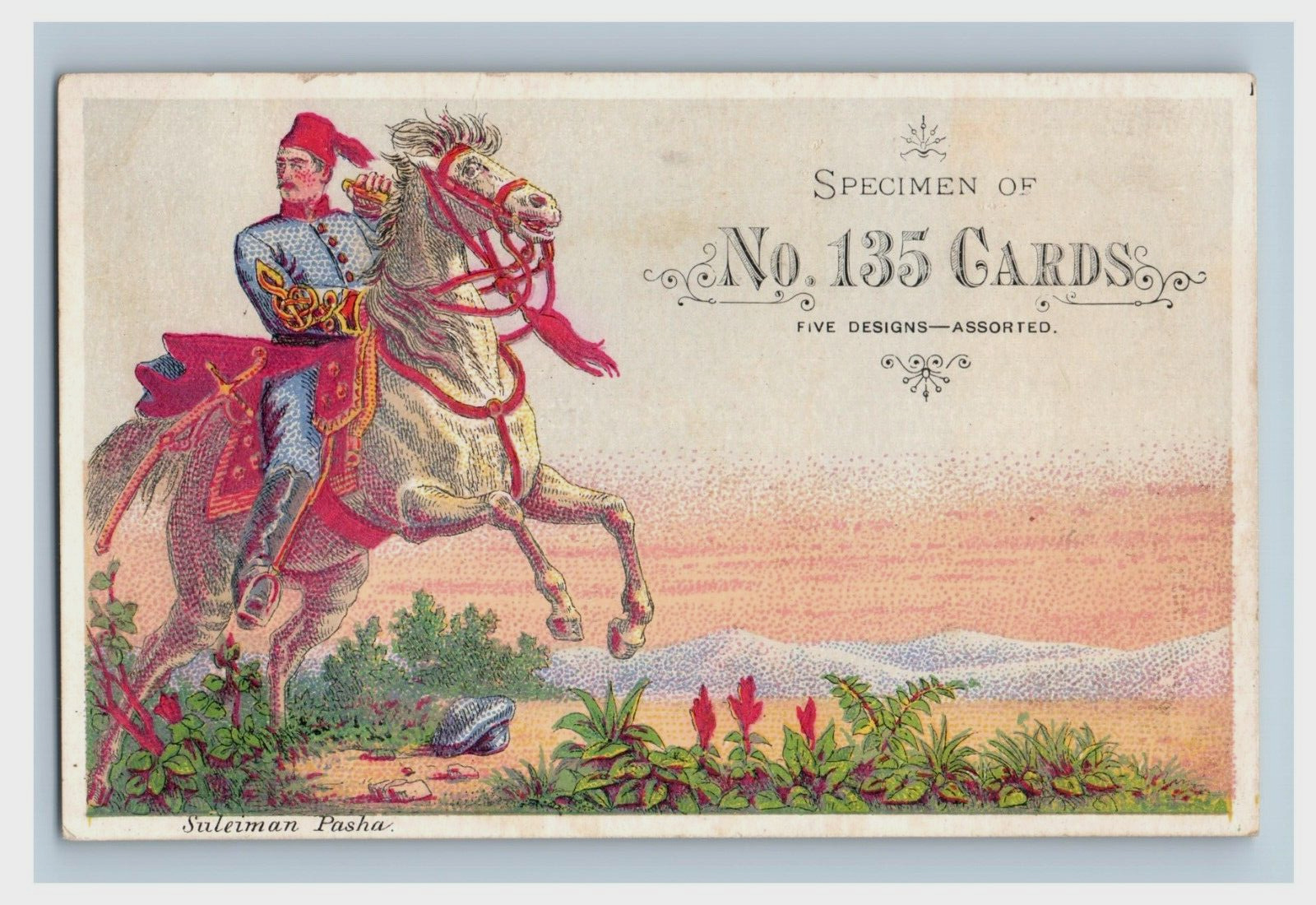 1870s Suleiman Pasha Ottoman Military Commander On Horse Sample Card ...