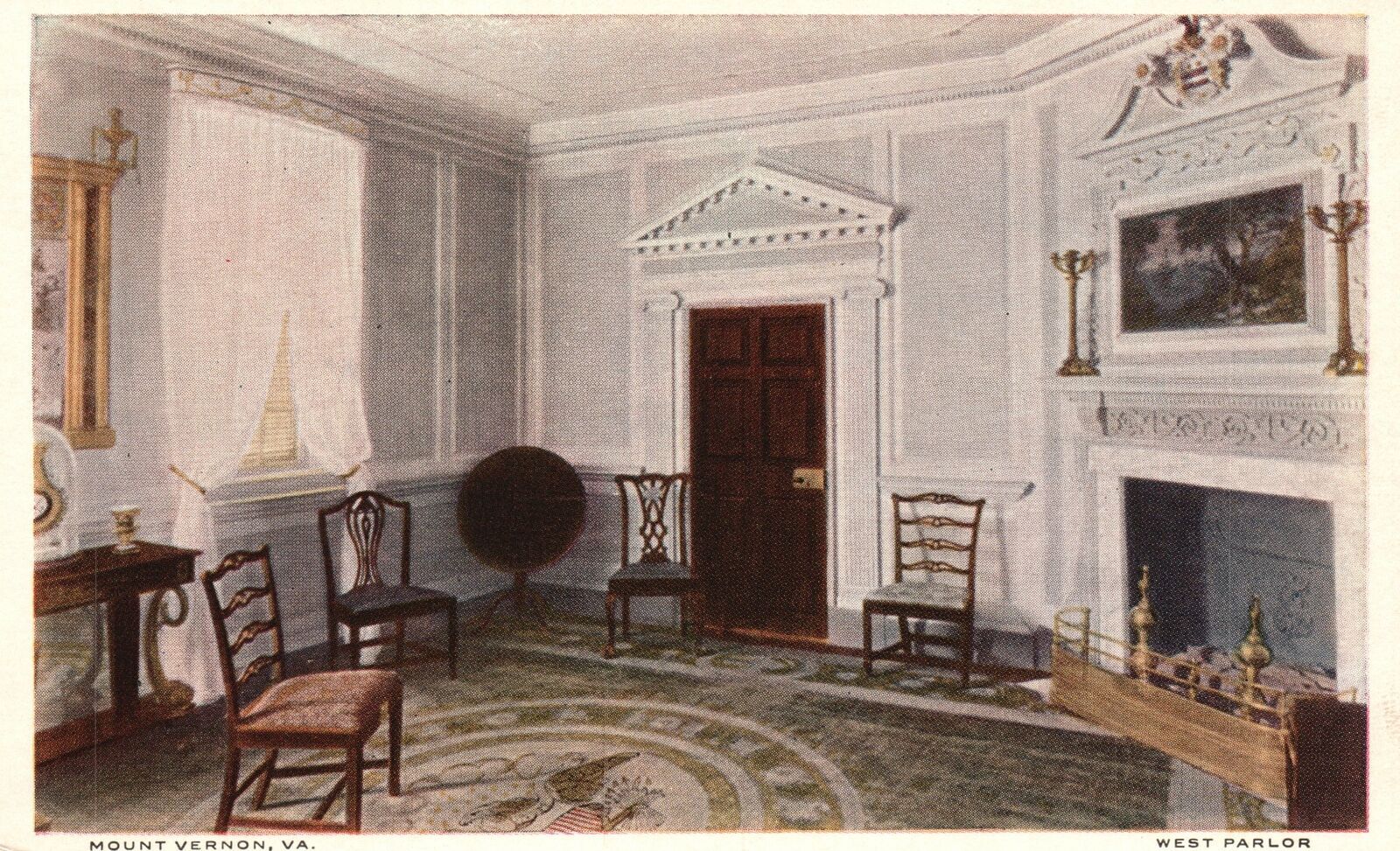 Vintage Postcard 1920's View of West Parlor Mt. Vernon Virginia VA ...