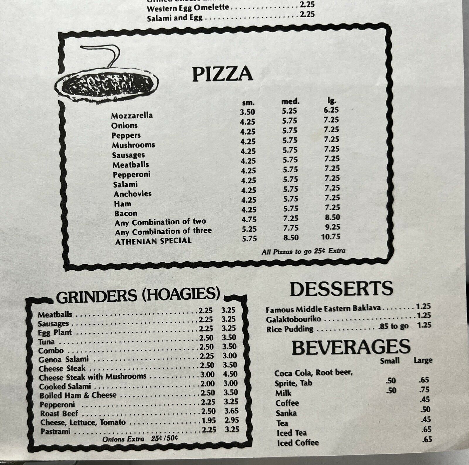 Vintage 80's 1982 Athenian Pizza & Restaurant Menu Princeton NJ ...