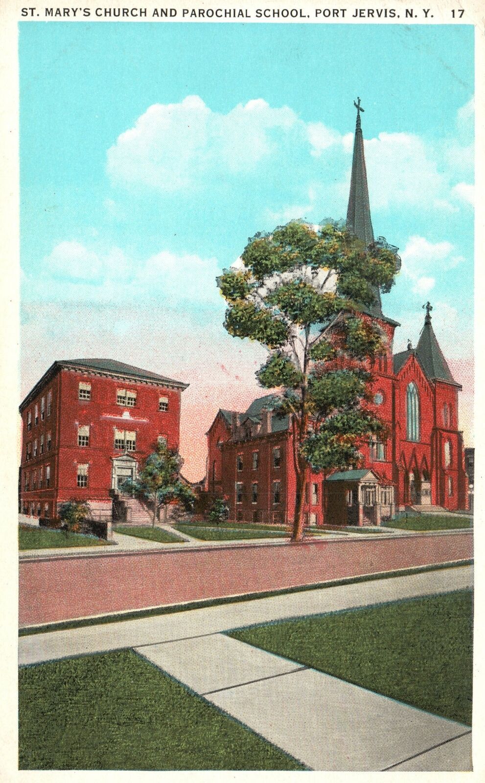 Vintage Postcard St. Mary's Church And Parochial School Port Jervis New ...
