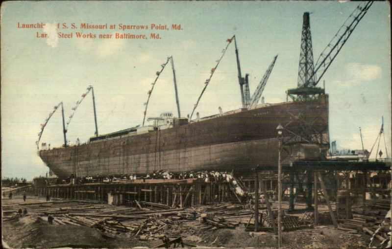 Launching Naval Ship USS Missouri Sparrows Point MD Near Baltimore ...