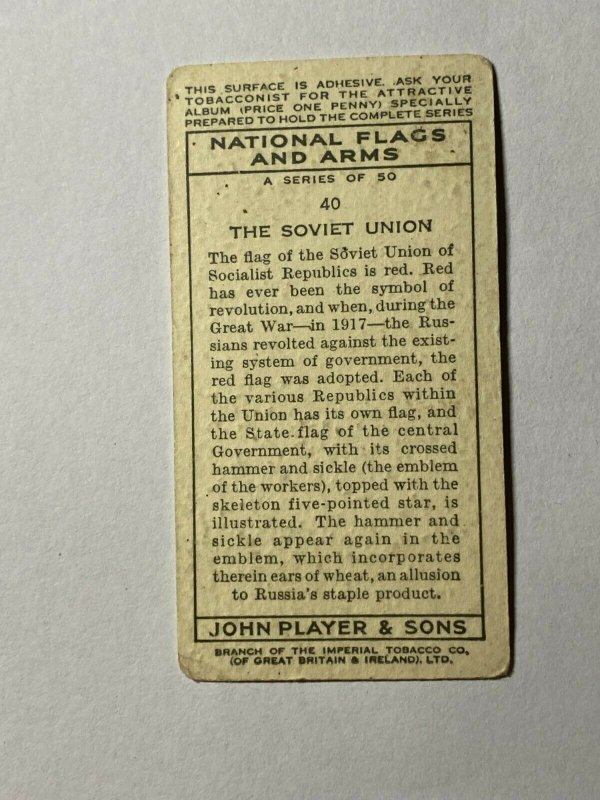 Cigarette Card - Players National Flags #40 Soviet Union (Uu531 ...