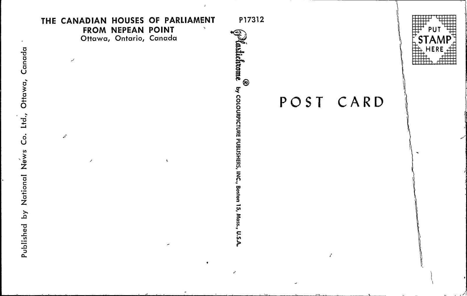 Circa 1960s Canadian Houses of Parliament From Nepean Point Postcard ...