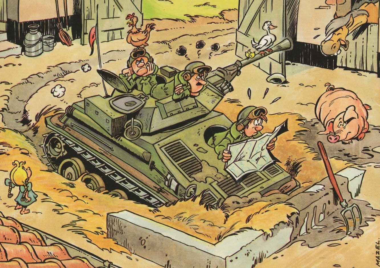Military War Tank Commander Lost With Map Tintin Artist Comic Postcard ...