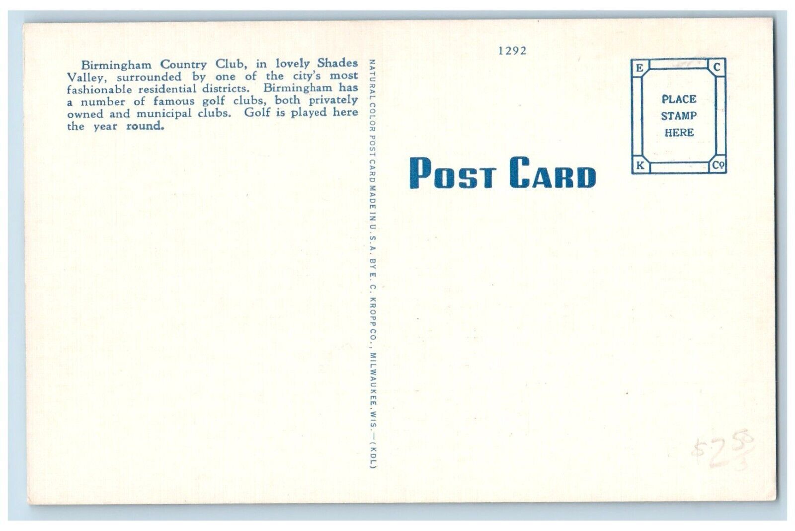 Birmingham Alabama Postcard Birmingham Country Club Pool c1940 Vintage ...