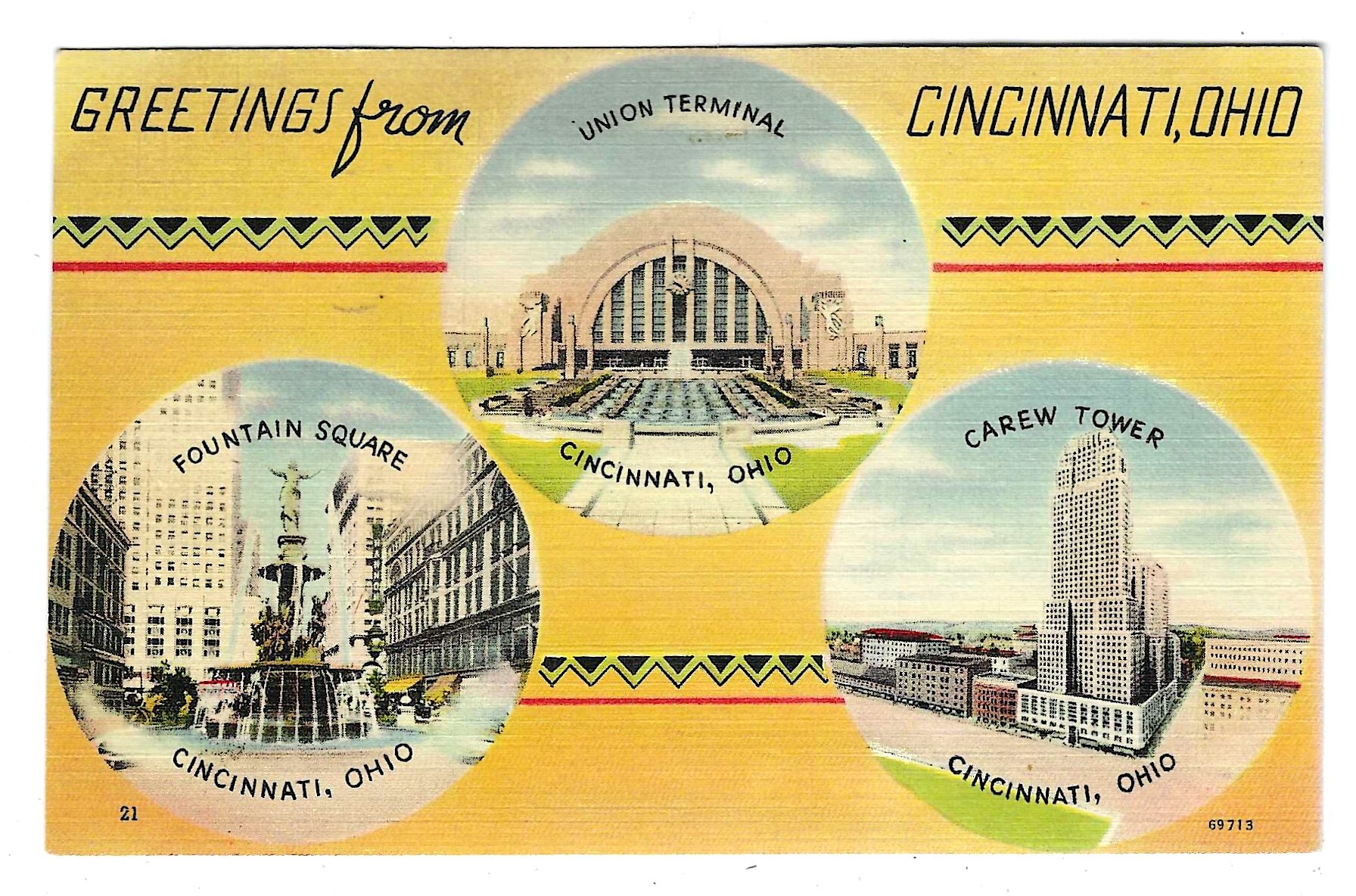 Greetings from Cincinnati, Ohio, Linen | United States - Ohio ...