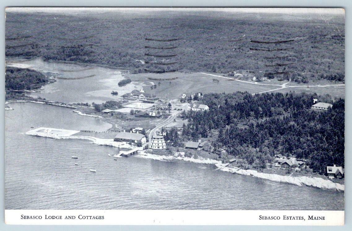 1950 Sebasco Estates Lodge & Cottages Maine Arial View Lighthouse ...