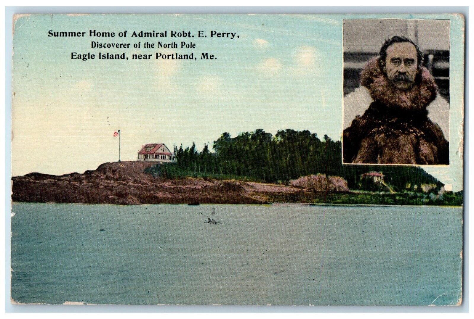 1913 Summer Home Of Admiral Robt. E. Perry Eagle Island Portland ME ...