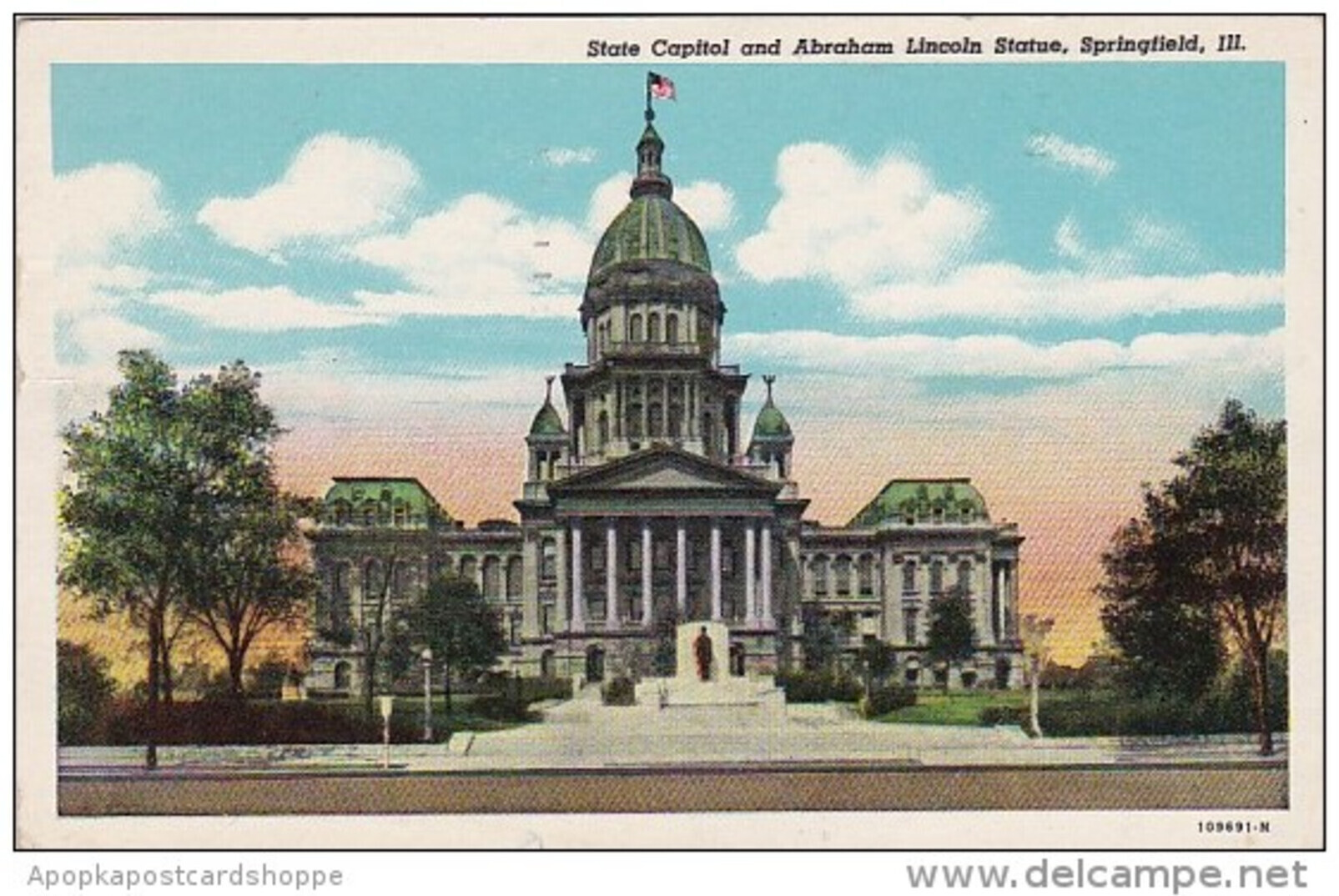 Illinois Springfield State Capitol And Abraham Lincoln Statue 1960 ...