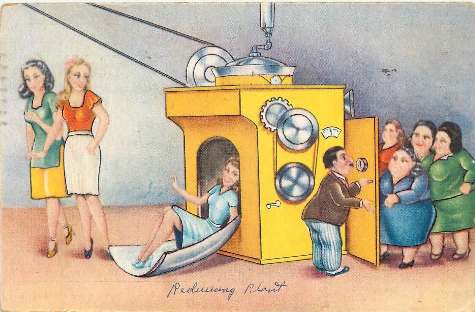 1955 Fat lady reducing plant comic humor Fema Postcard 25-1380 | Other ...