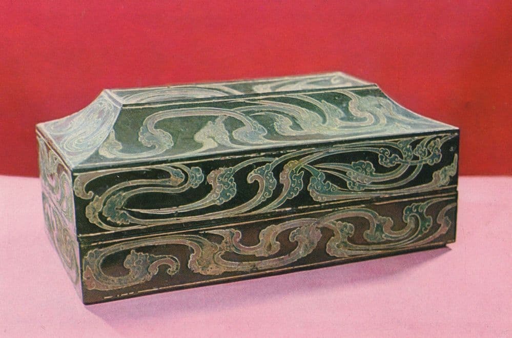 Antique Chinese Double Deck Pastel Lacquer Box Han Dynasty Postcard ...