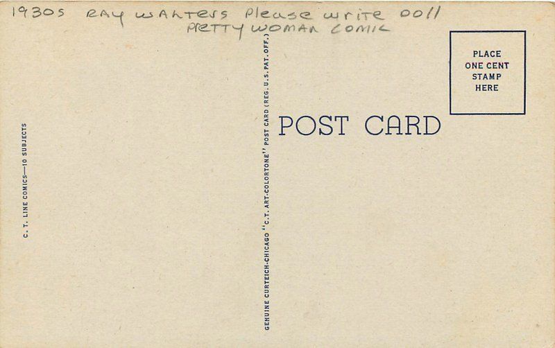 1930s Ray Walters Please write dolls Pretty Woman Comic linen Teich ...