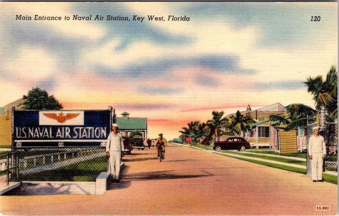 3~ca1940's Postcards Key West FL Florida NAVAL AIR STATION Entrance ...