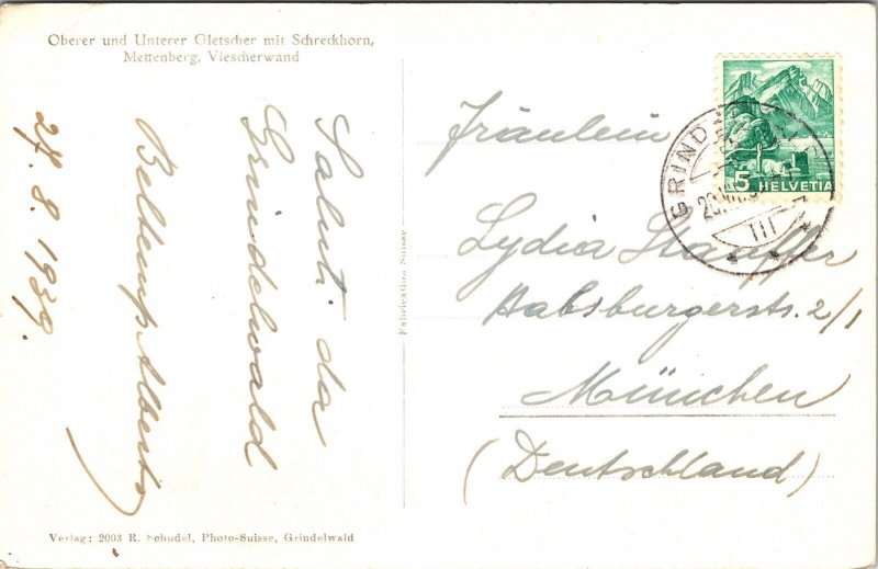 Oberer Unterer Fletscher Schreckhorn Mettenberg Viescherwand Postcard ...