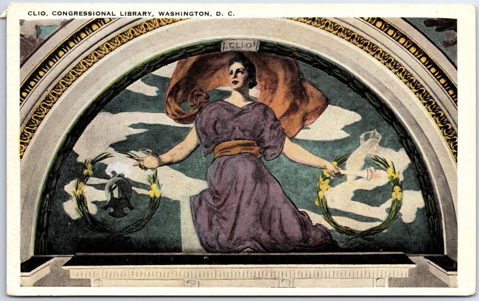 Vintage Postcard "Clio" ART at the Library of Congress Washington D.C ...