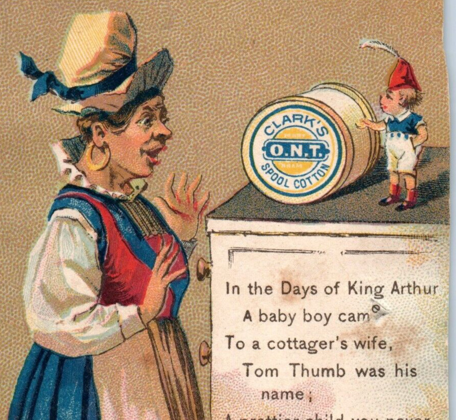 1880s Scrap Lot Of 2 Clark's Thread Rhyme & Reason Tom Thumb Palmer Cox ...