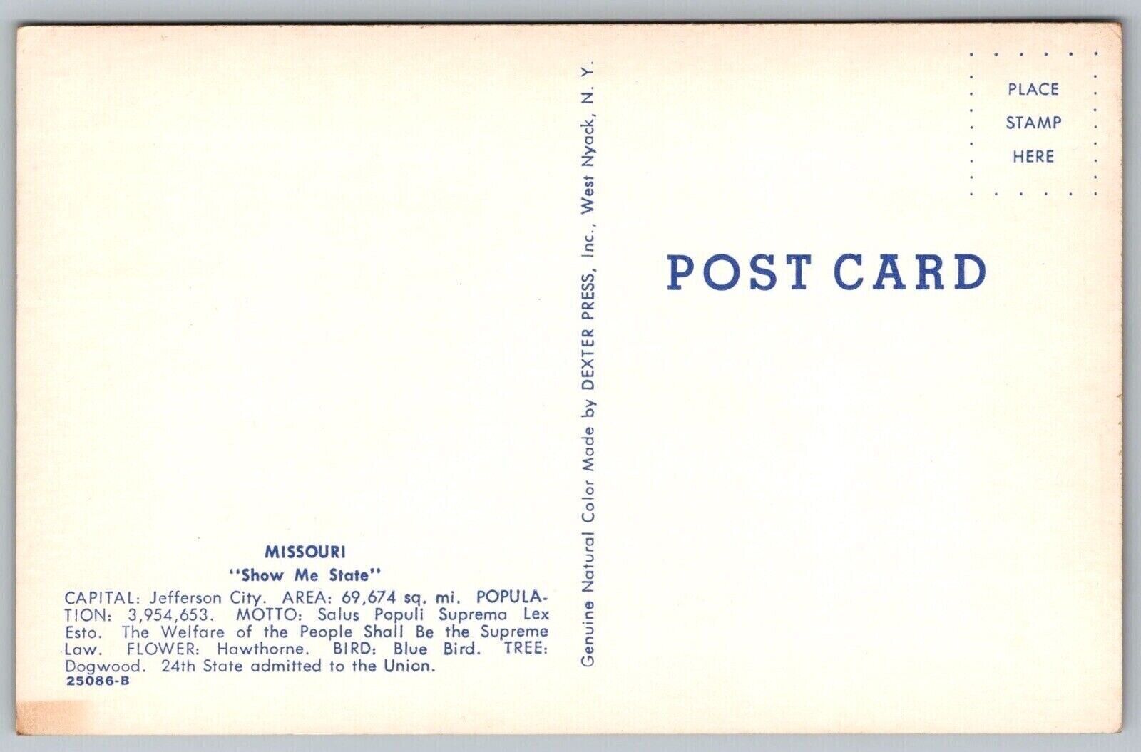 Greetings Missouri Show Me State Map Cities Landmarks Chrome UNP ...