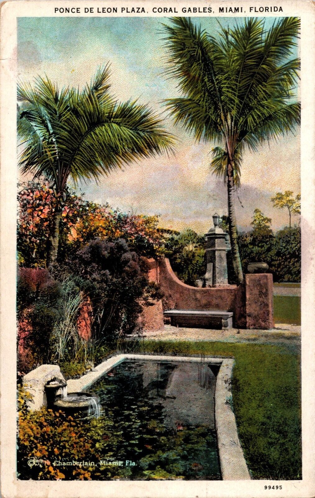1930 Miami FL-Florida Ponce De Leon Plaza Coral Gables Vintage Postcard ...
