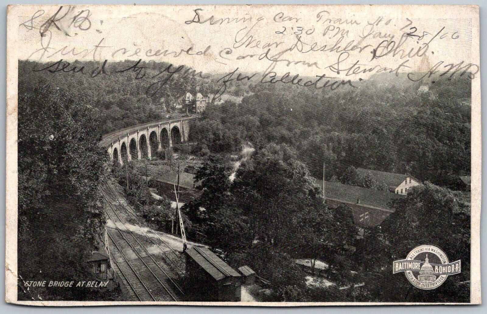 Baltimore And Ohio Railroad 1906 Postcard Stone Bridge At Relay RPO ...