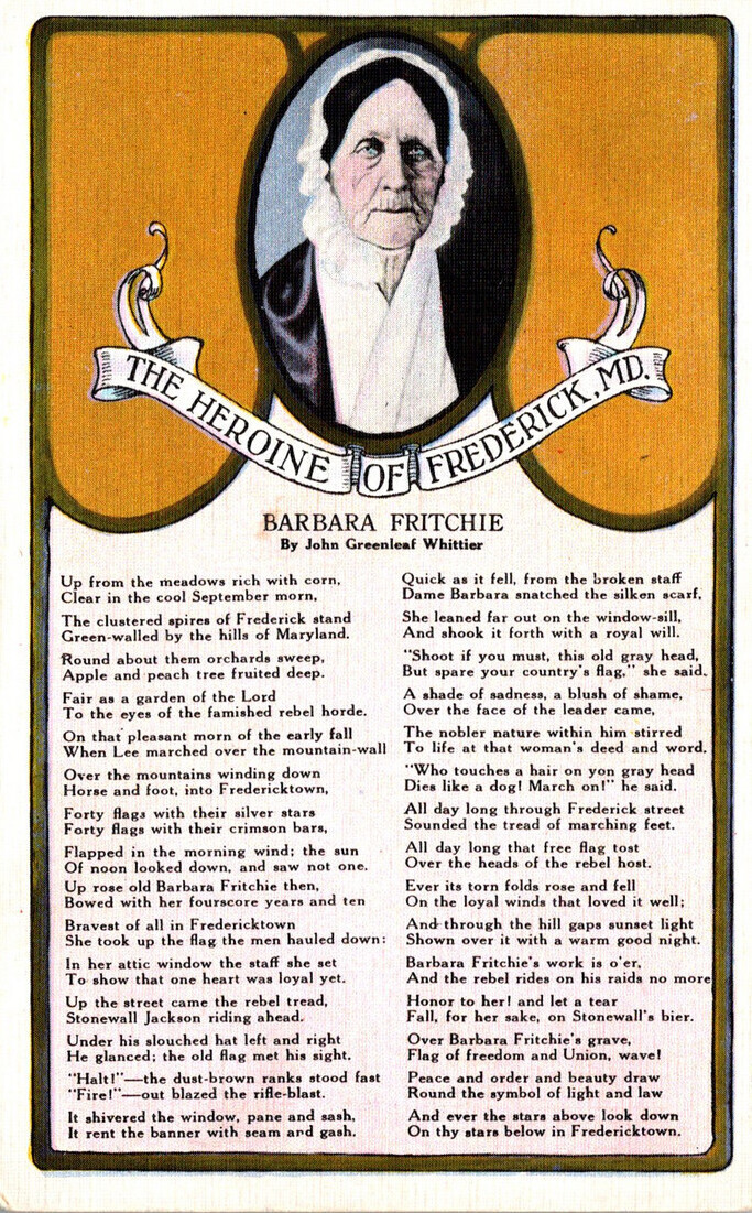 Maryland Frederick Barbara Fritchie Poem By John Greenleaf Whittier ...