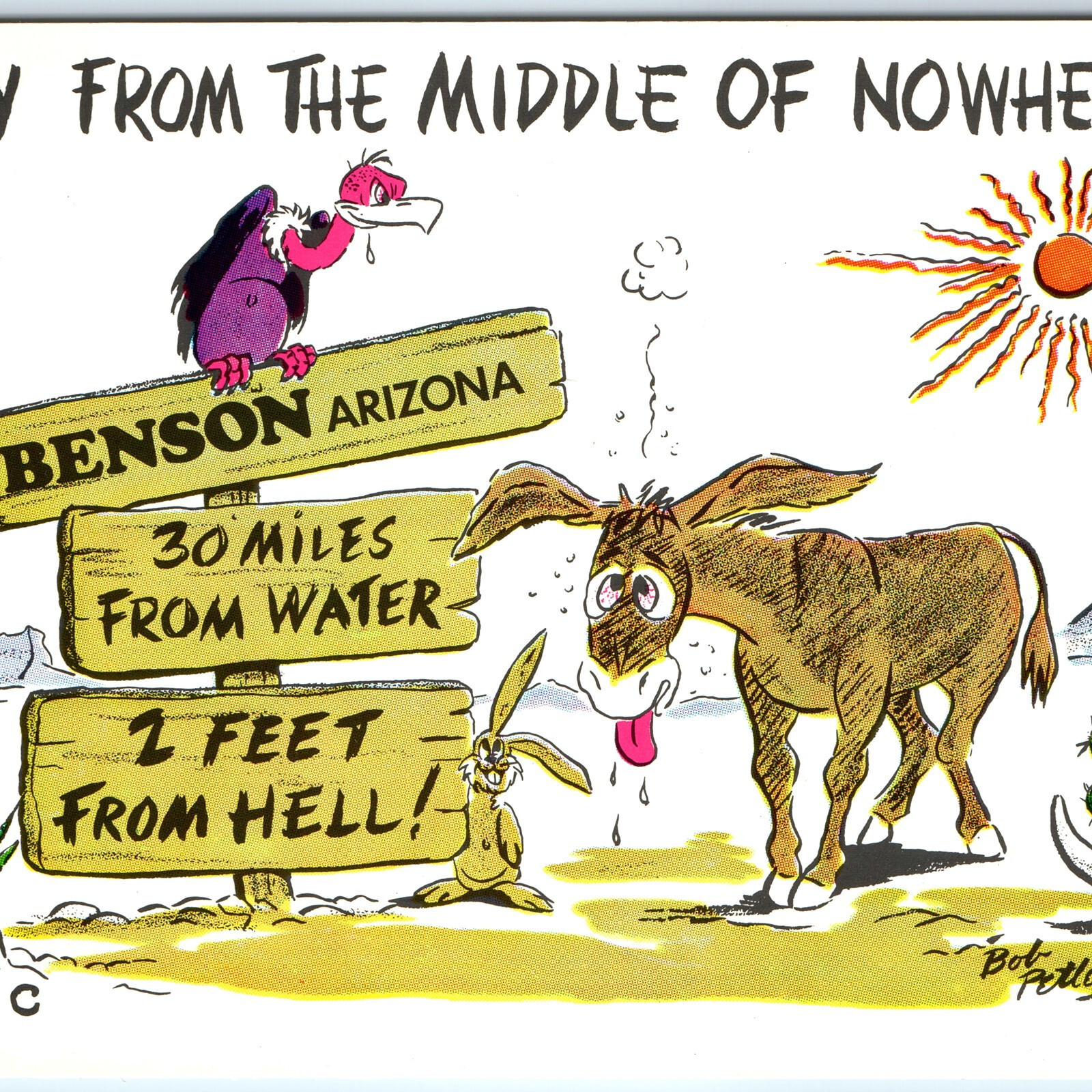 c1970s Benson, AZ Howdy Donkey Desert Sign Comic Unposted Laff Card 4x6 ...