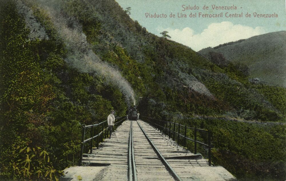venezuela, Viaducto de Lira del Ferrocarril Central, Steam Train (1910s ...