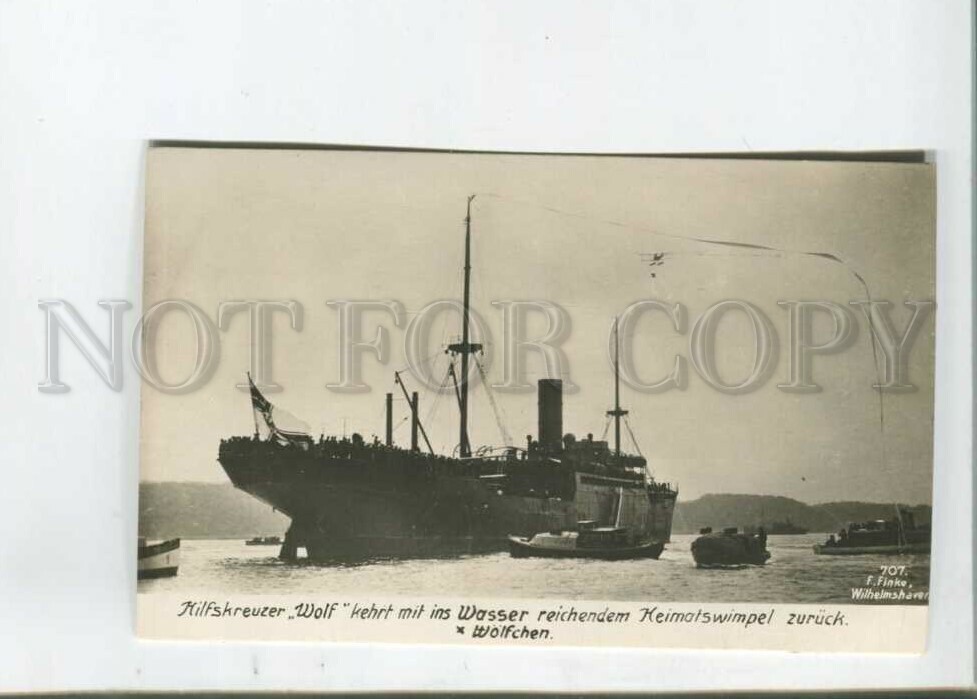 472997 WWI GERMANY Auxiliary cruiser Wolf returns home pennant reaching ...