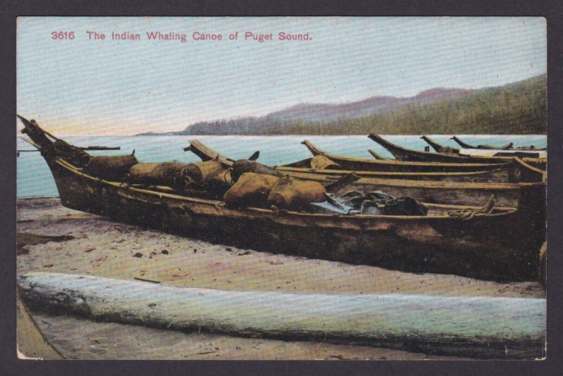 Postcard, United States, Native American The Indian Whaling Canoe of ...