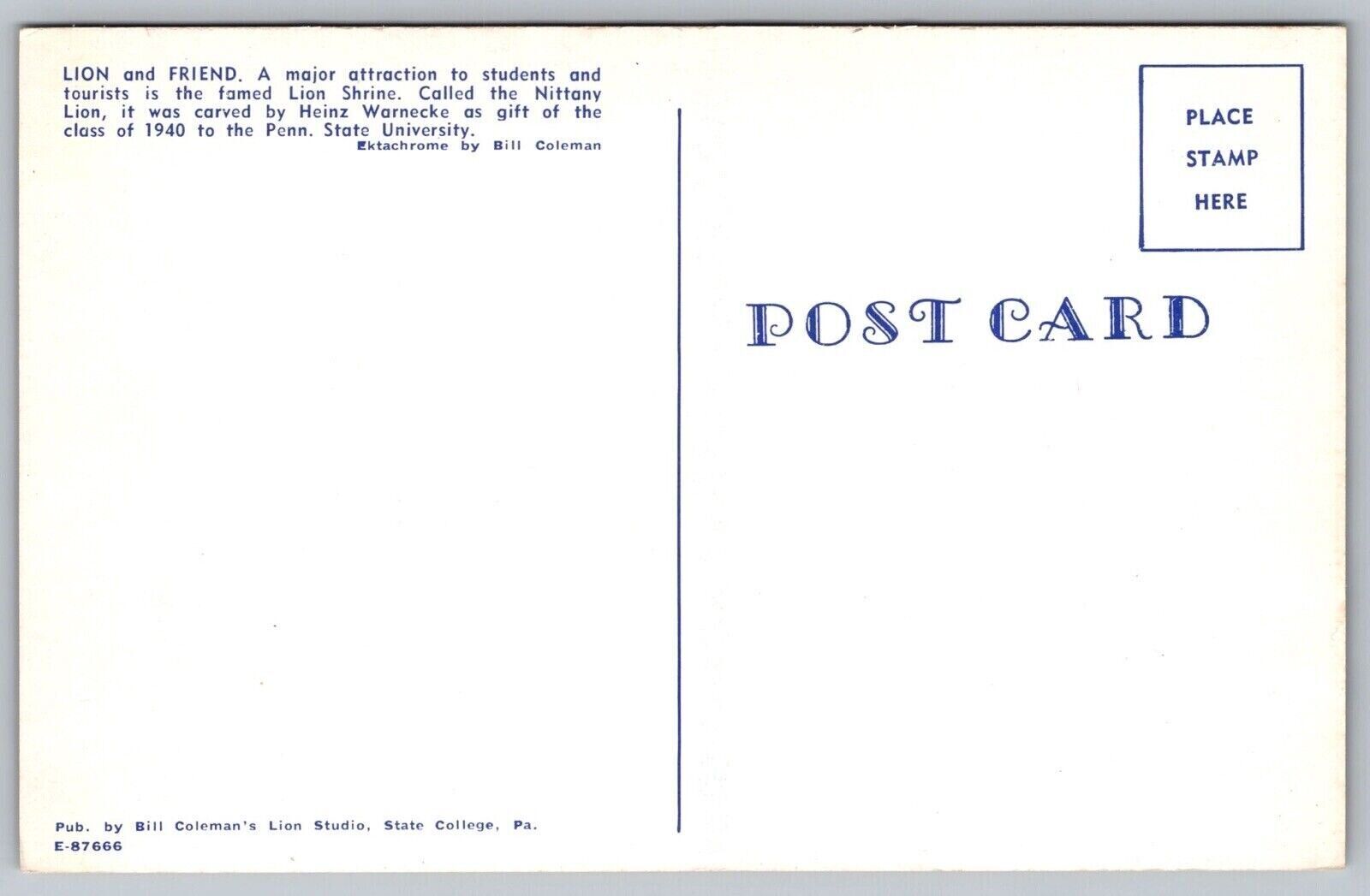 Lion Friend Shrine Heinz Warnecke Penn State University School Campus ...