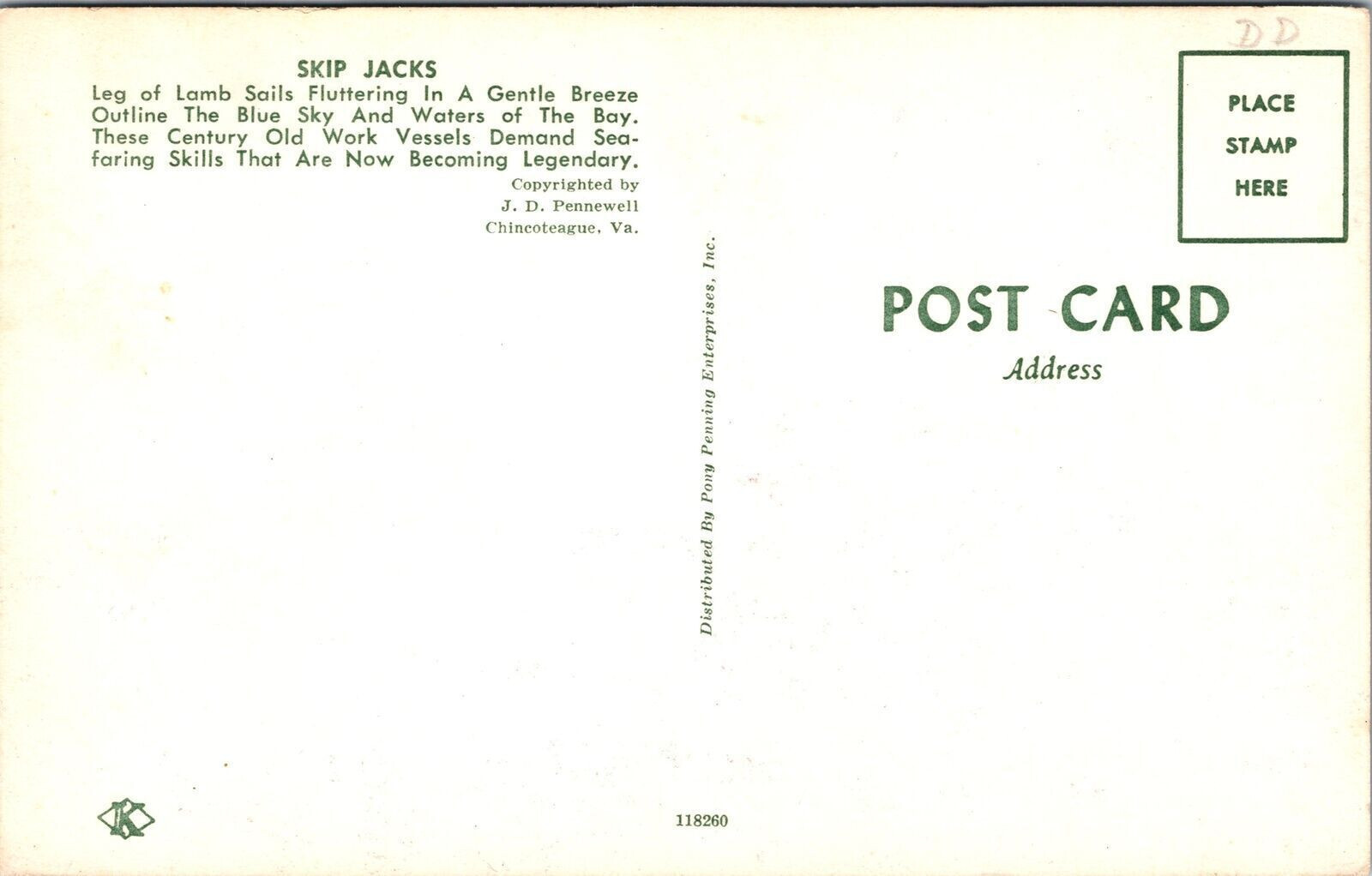 Vintage Postcard Skip Jacks LEG of Lamb Sails Fluttering in a Gentle ...