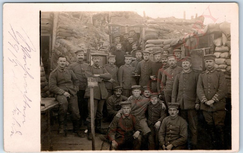 1915 WWI Germans in Fancy Trench RPPC Soldiers Real Photo News Warsaw ...