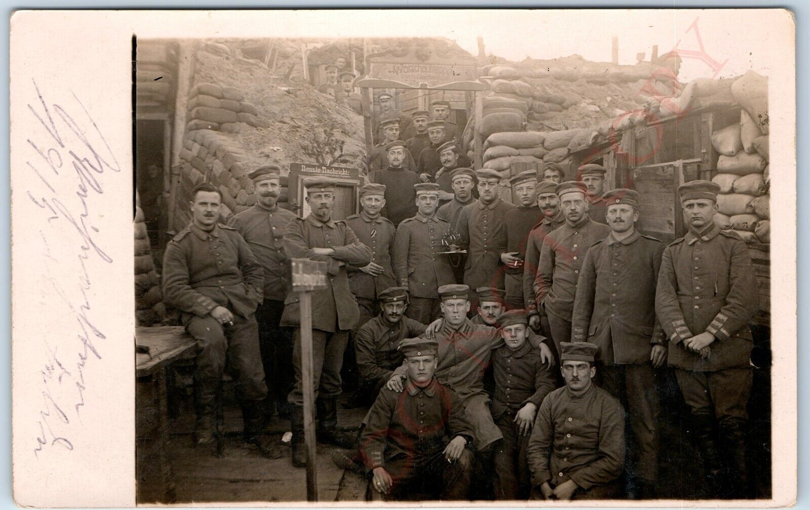 1915 WWI Germans in Fancy Trench RPPC Soldiers Real Photo News Warsaw ...