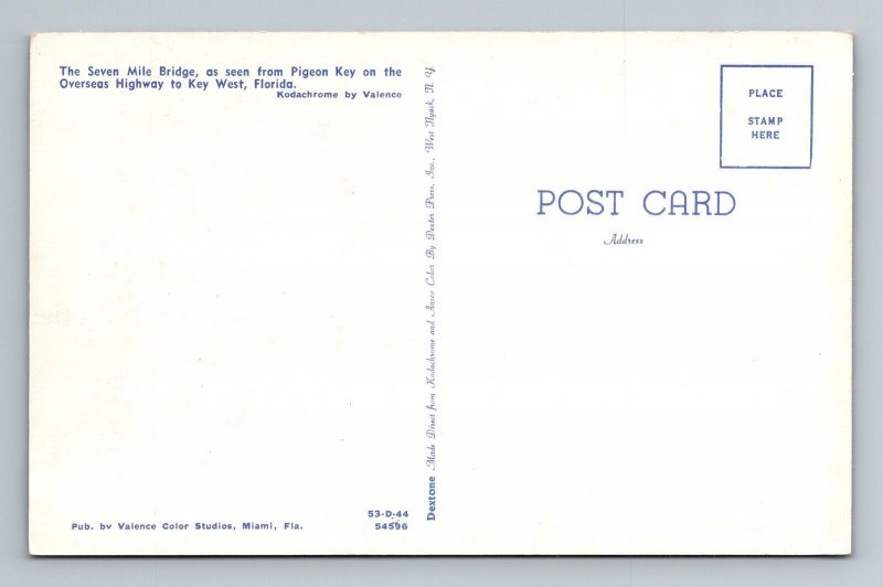 Key West FL- Florida, The Seven Mile Bridge, Seen Pigeon Key Vintage ...