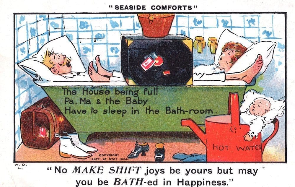 Types Of Bathing Baths Hot Water Antique Comic Postcard | Topics ...