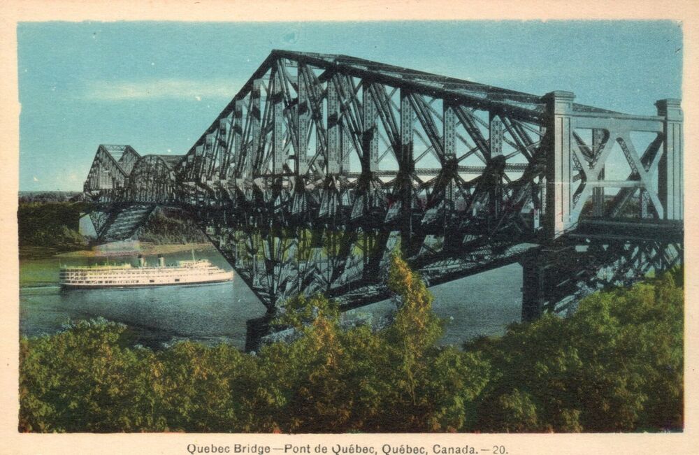 Vintage Postcard 1920's Ponte De Quebec Bridge Canada | Canada - Quebec ...