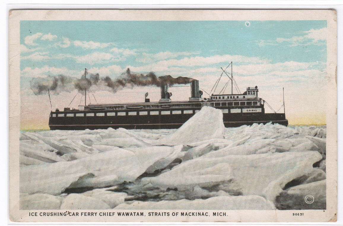 Steamer Chief Wawatam Car Ferry Ice Mackinac Straits Michigan 1920s ...