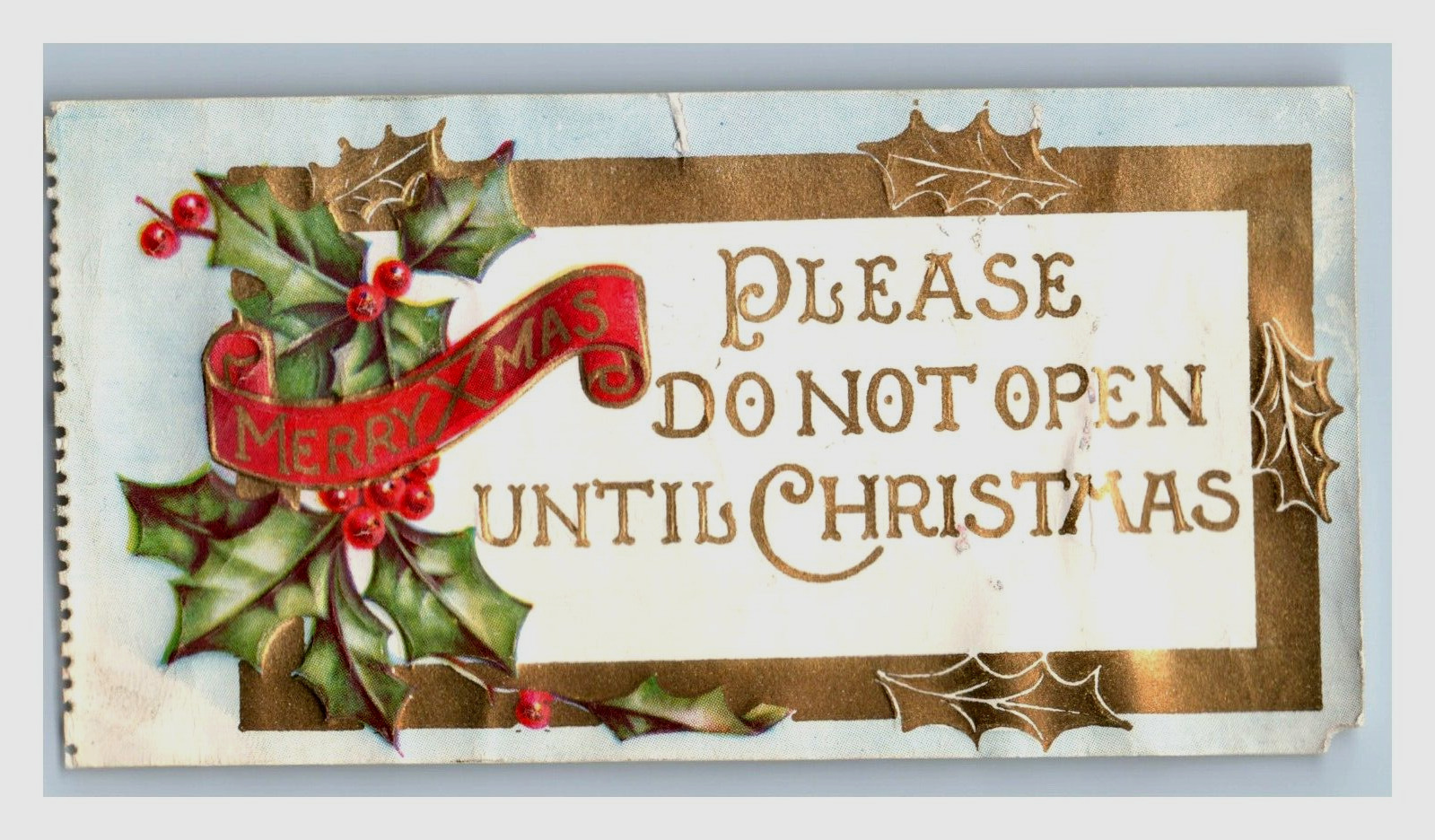 1880s-90s Embossed Victorian "Please Do Not Open Until Christmas" Label ...