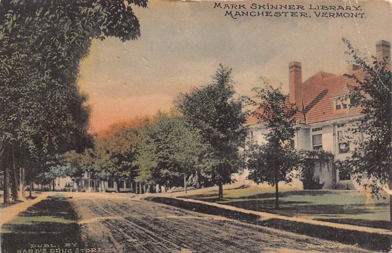 Manchester Vermont Vt~Mark Skinner Library~1913 Hards Drug Store Photo ...