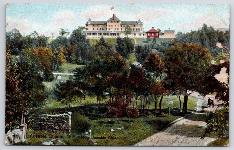 Motel Ausable Chasm New York Roadway Trees Grounds Pathway Building ...