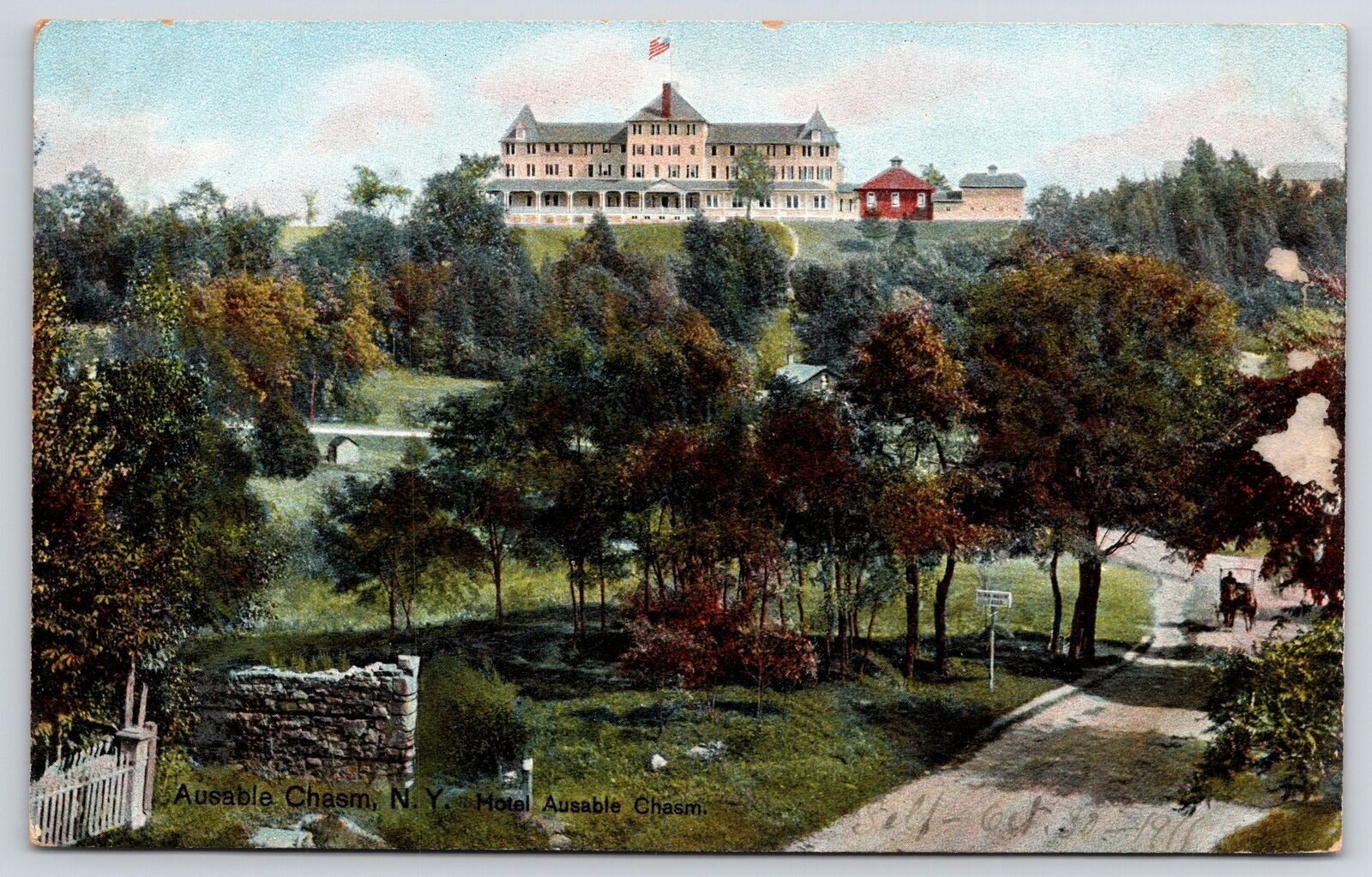 Motel Ausable Chasm New York Roadway Trees Grounds Pathway Building ...