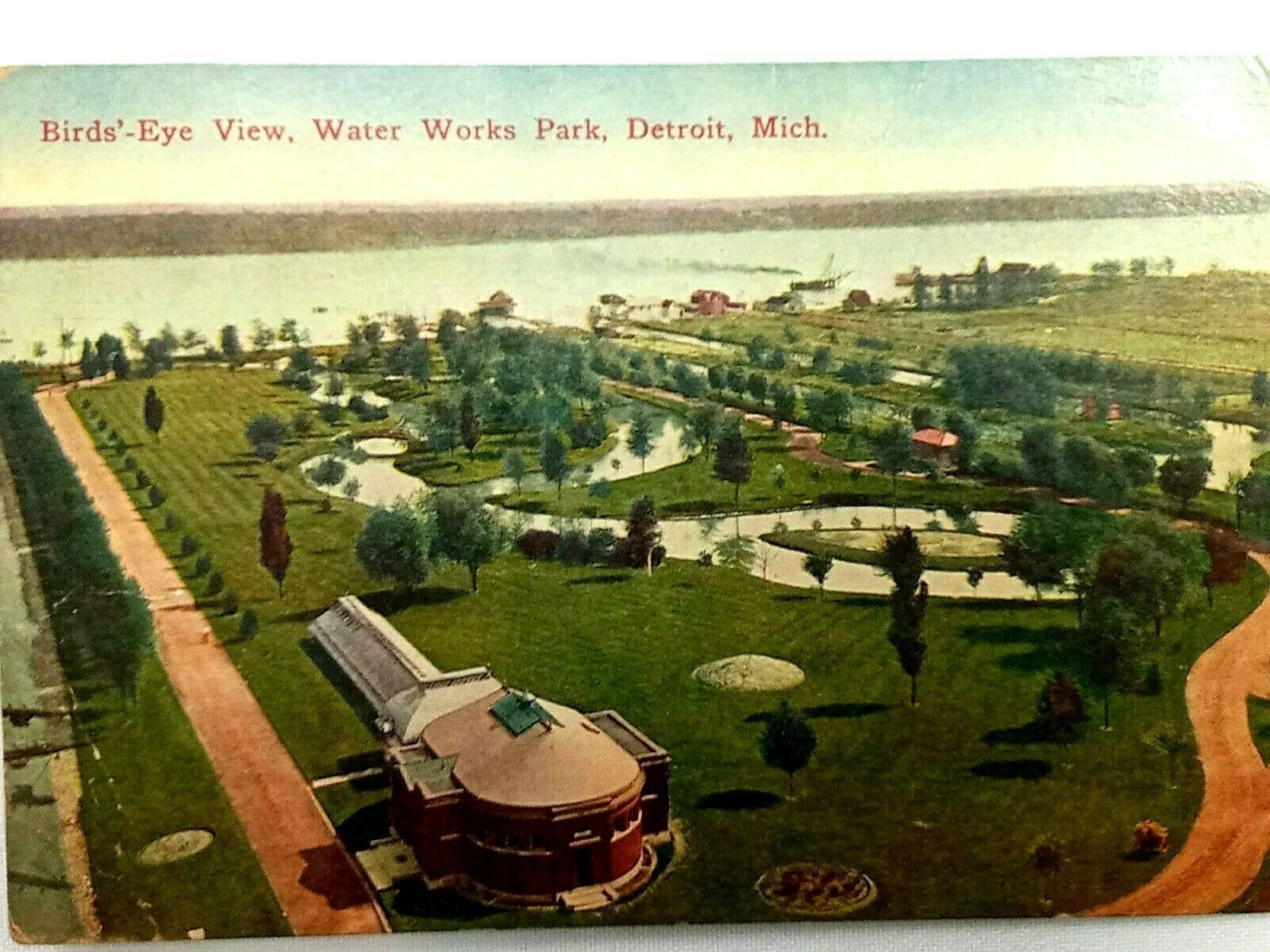 Vintage Postcard 1911 Birds-Eye View Water Works Park Detroit MI ...