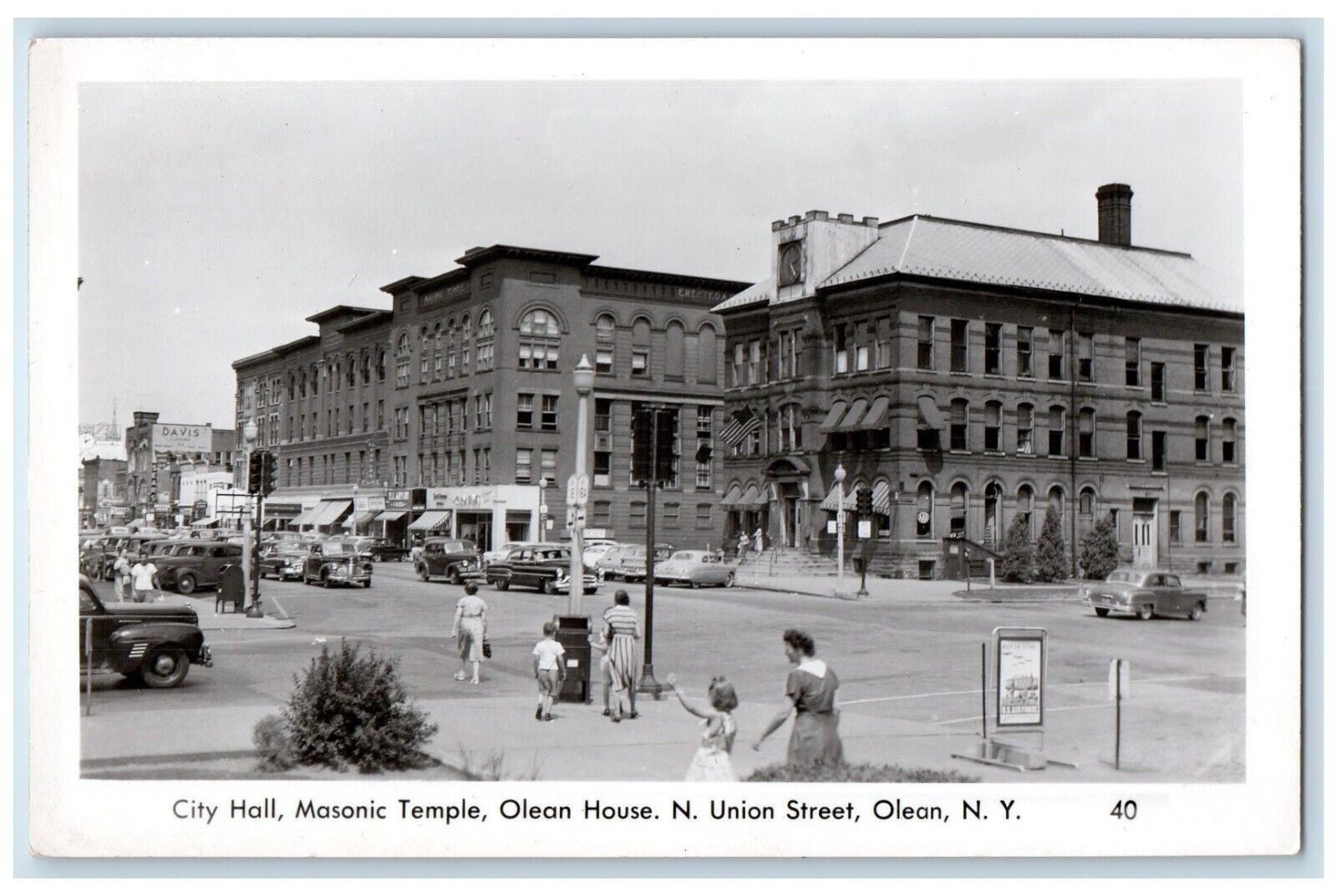c1940's City Hall Masonic Temple Olean House Union Street NY RPPC Photo ...