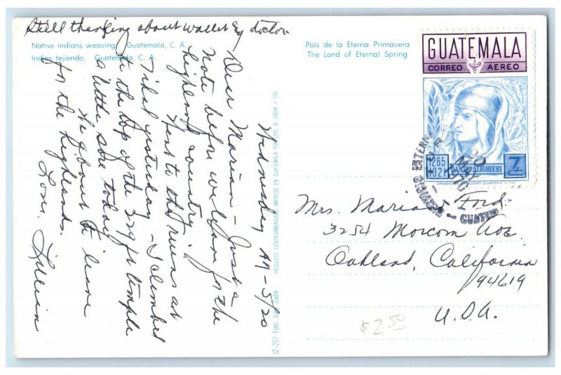 1970 Native Indians Weaving Guatemala Central America Vintage Posted ...