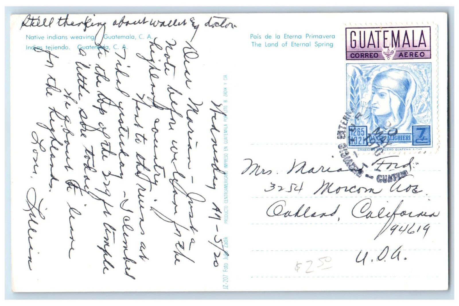 1970 Native Indians Weaving Guatemala Central America Vintage Posted ...